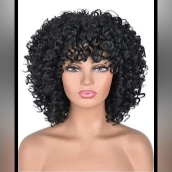 Hair Annivia Curly Afro Wig With Bangs Short Kinky Curly Wigs Poshmark